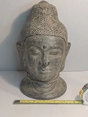Accents | Buddha Head Statue Featuring A Tan Gold Gray Texture And ...